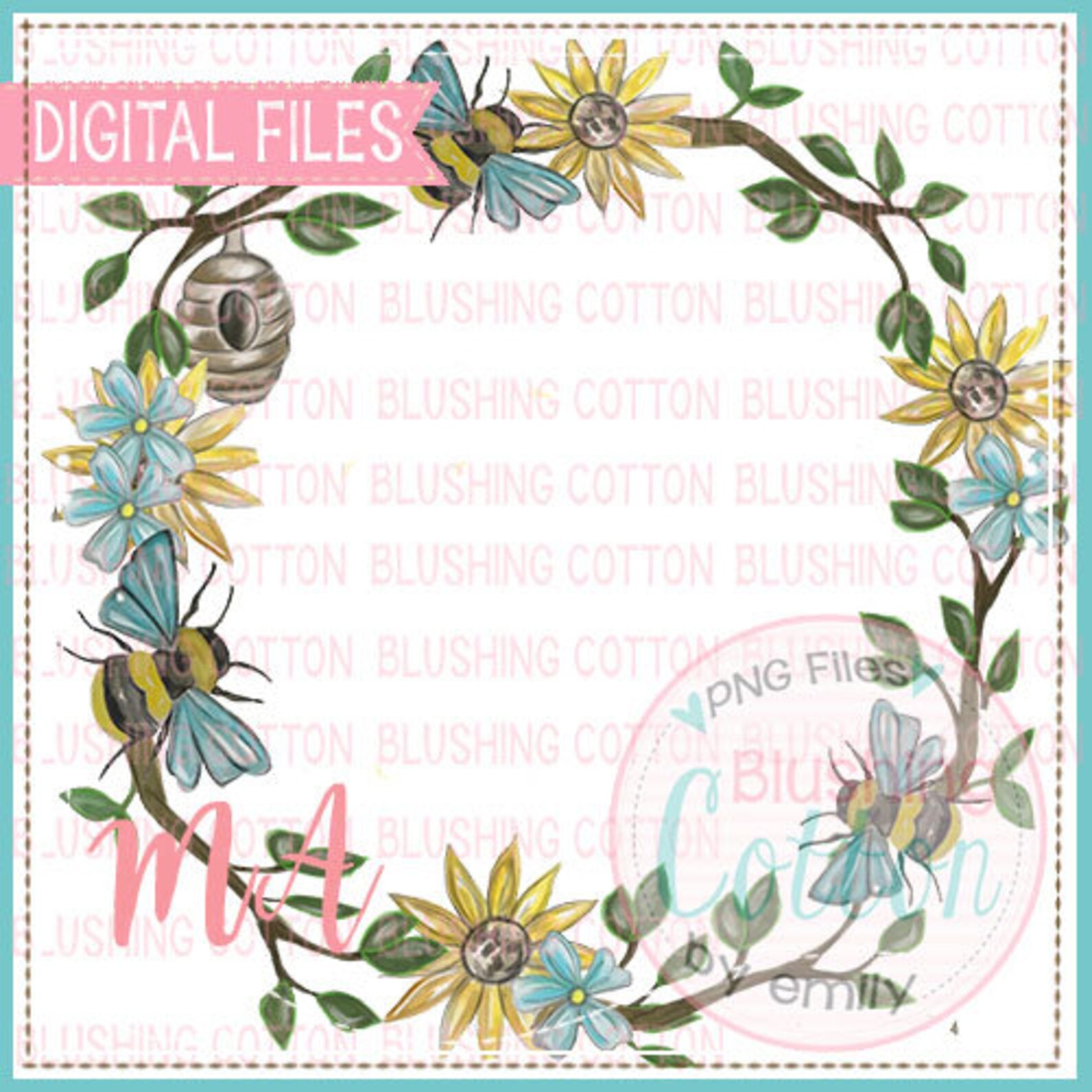 Bee Frame Design PNG Artwork Digital File for Printing and - Etsy