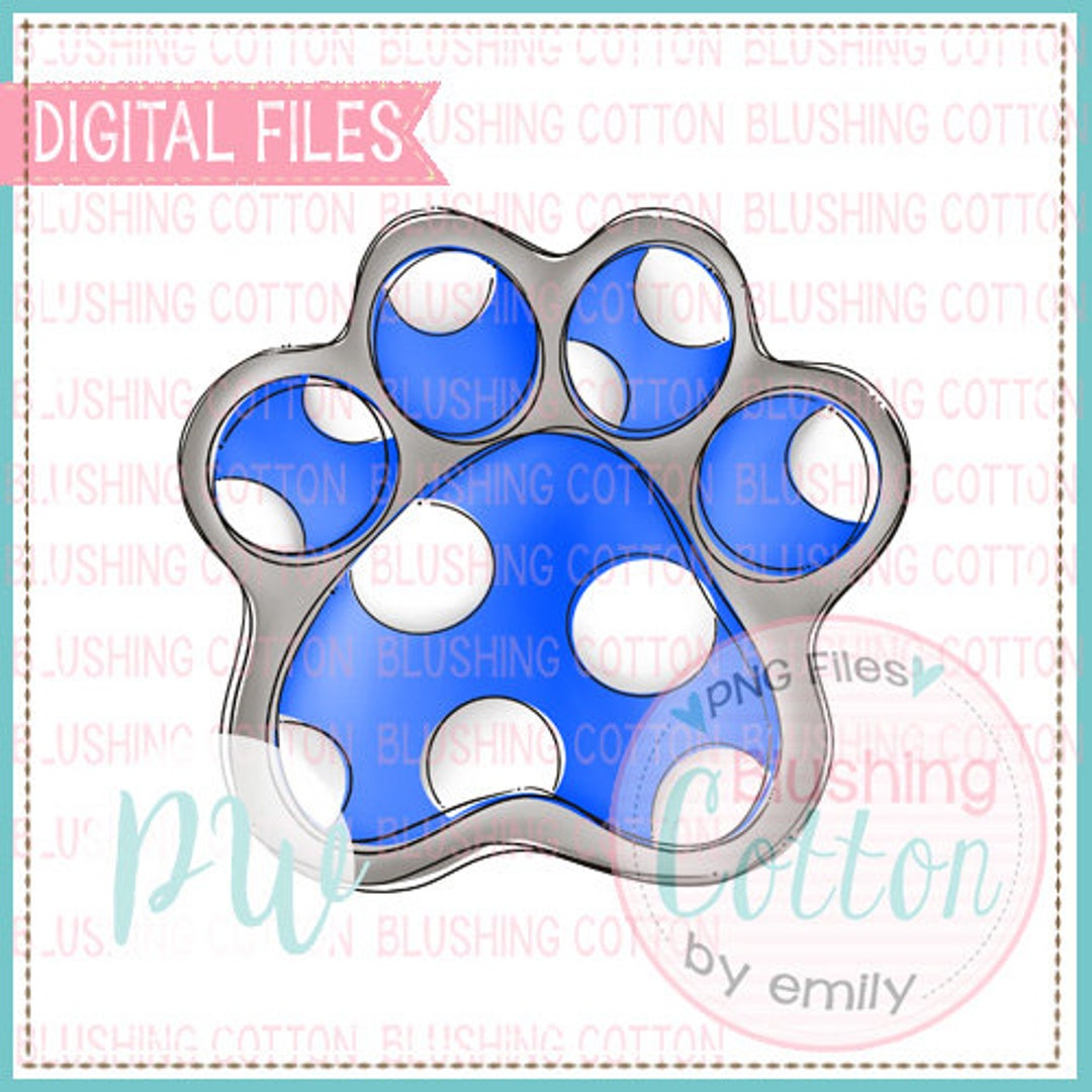 Paw Print Royal Blue Design PNG Watercolor Artwork Digital File - for ...