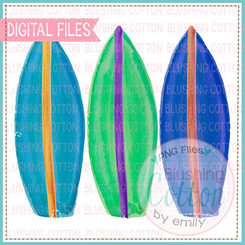 Surf Board Trio Watercolor Design for Printing and Other | Etsy