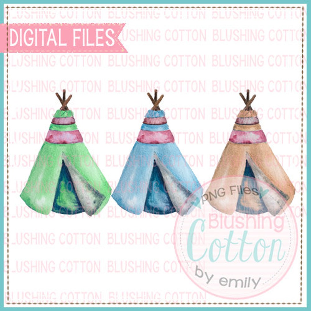 Tee Pee Trio PNG Watercolor Artwork Digital File for Printing and Other ...