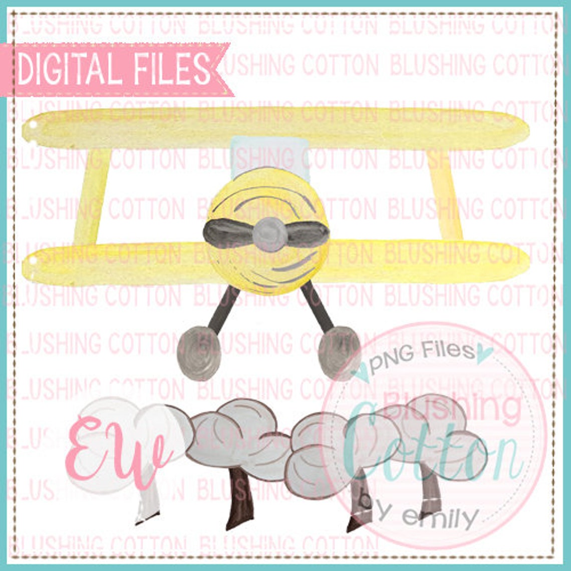 Crop Duster Cotton PNG Watercolor Artwork Digital File for | Etsy