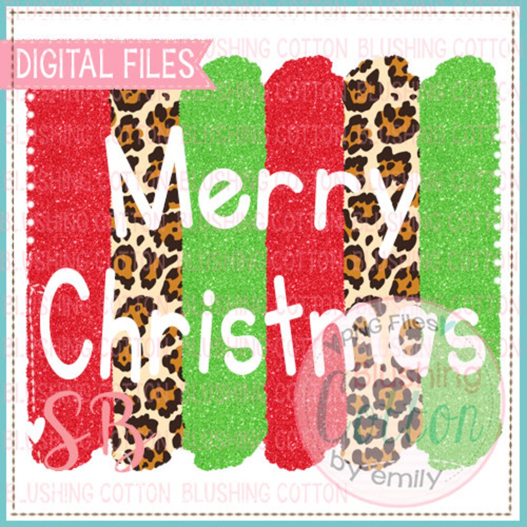 Merry Christmas Glitter Leopard Print Brushstroke Design - Etsy