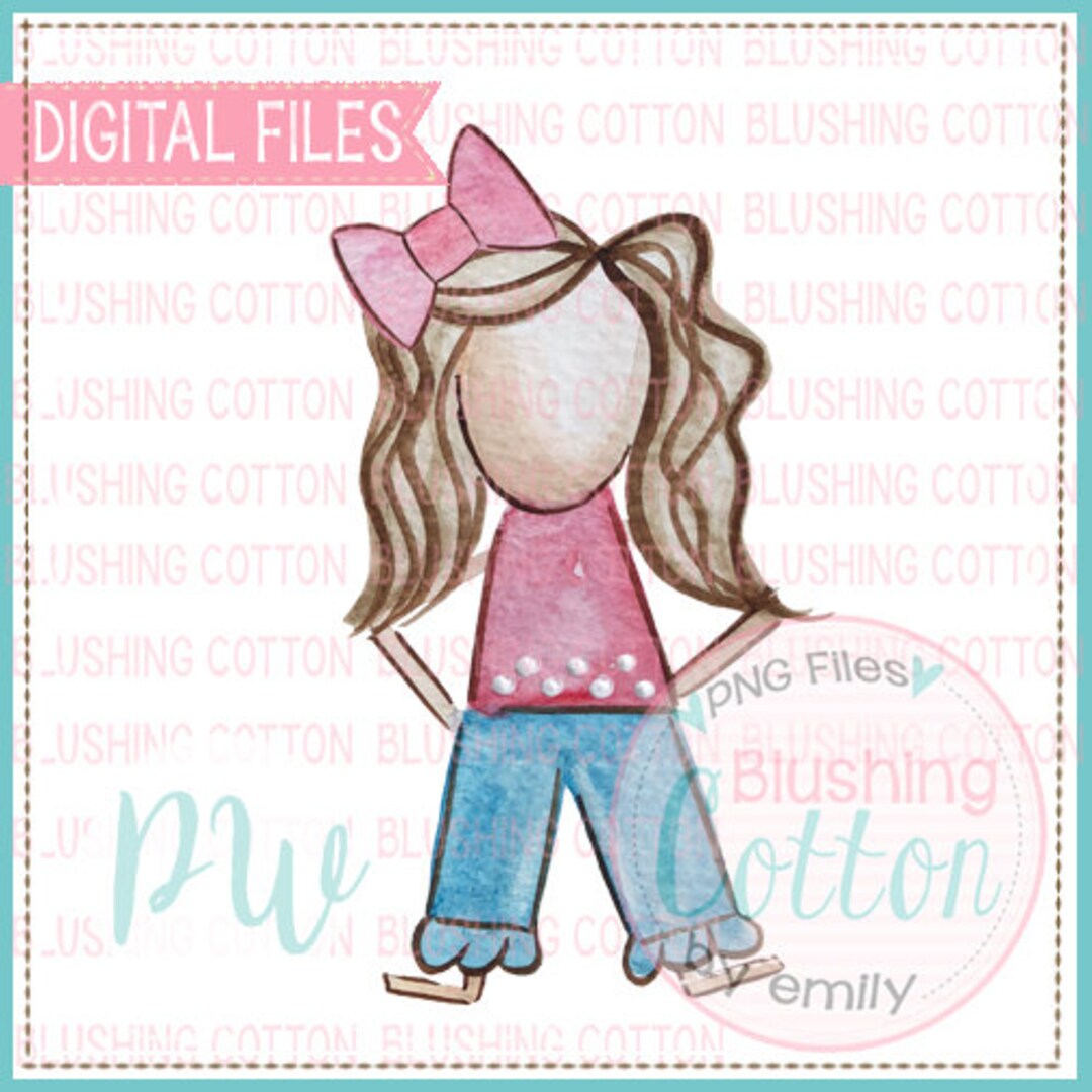 Stick Figure Girl 2 Watercolor PNG Artwork Digital File - for Printing ...