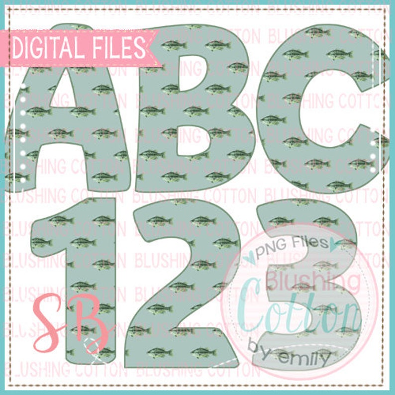 Fish Alpha and Number Bundle Watercolor PNG Artwork Digital - Etsy