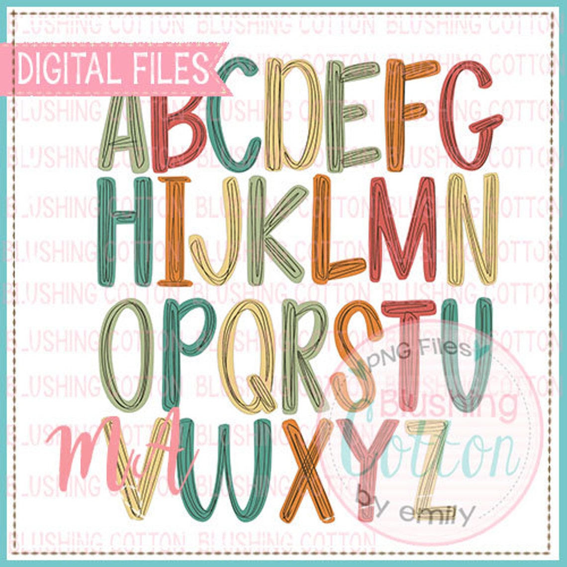 Sketchy Alpha Watercolor PNG Design Bundle BCMA - Etsy