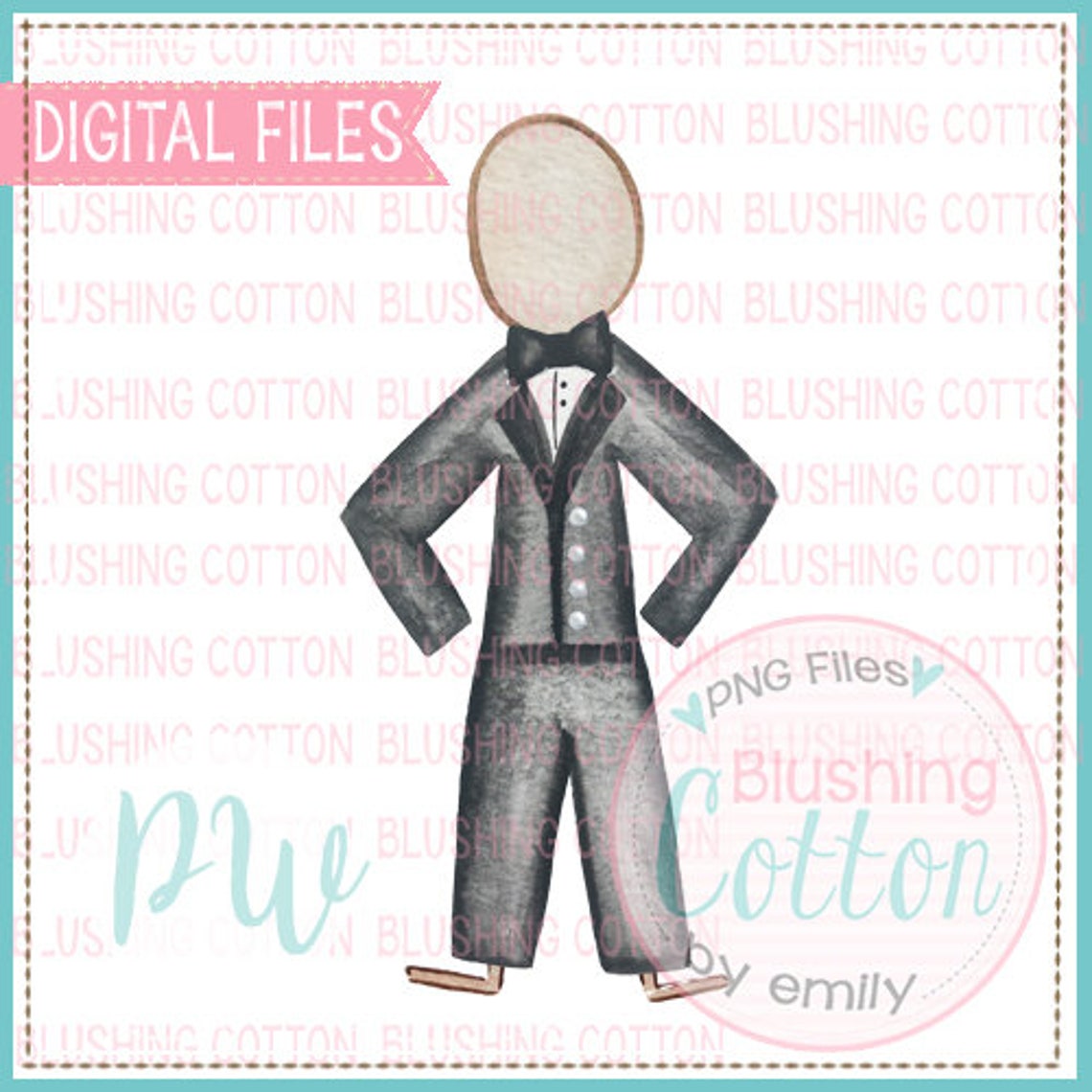 Stick Figure Groom Bald Watercolor PNG Artwork Digital File - Etsy