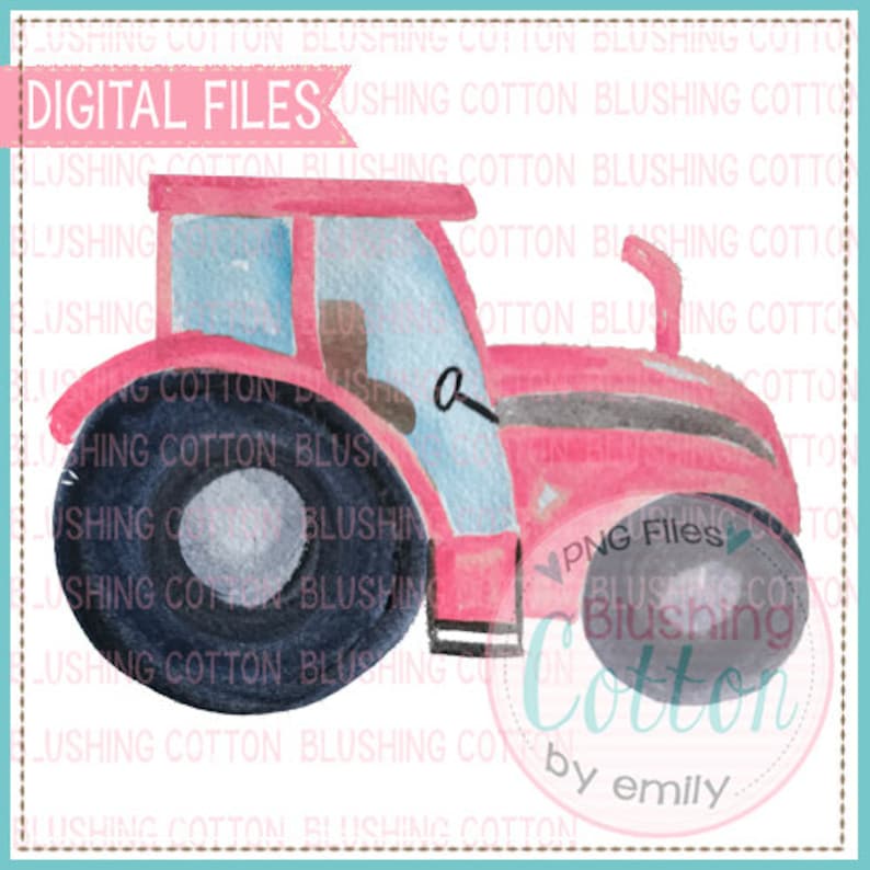 Pink Farm Tractor PNG Watercolor Artwork Digital File for - Etsy