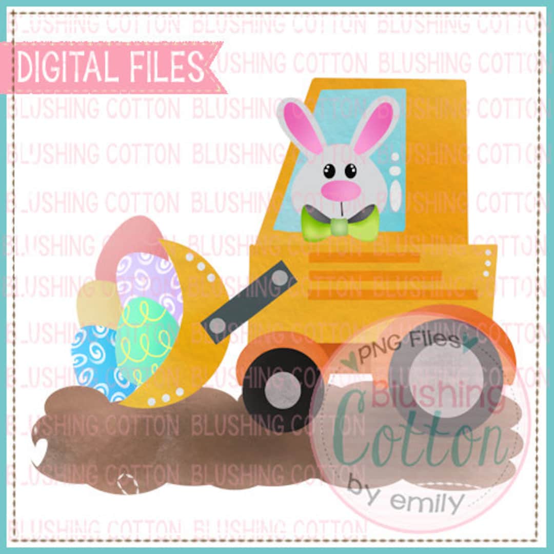 Easter Bunny Front End Loader Watercolor Design PNG Artwork Digital ...