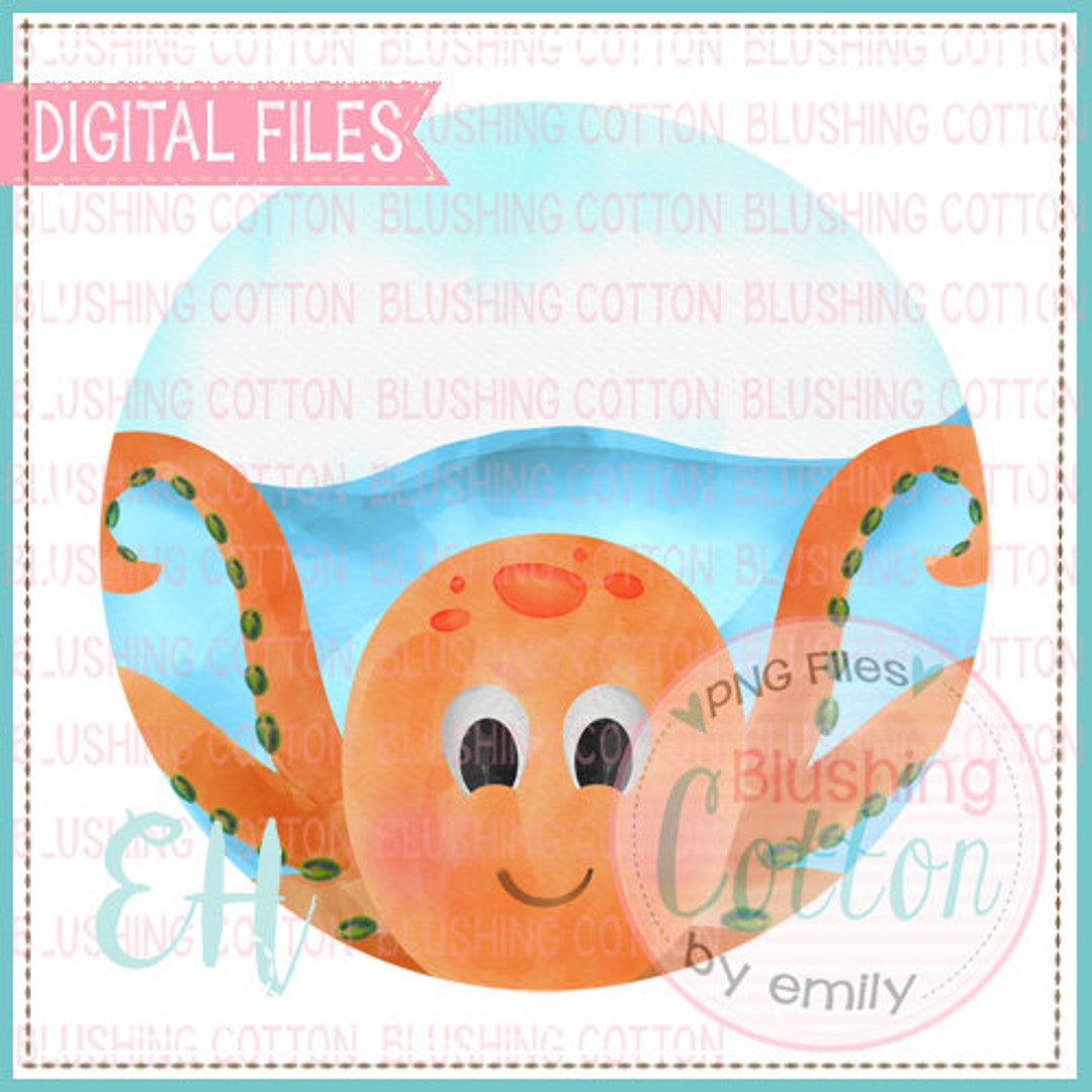 Watercolor Split Circle Octopus Design PNG for Printing and - Etsy