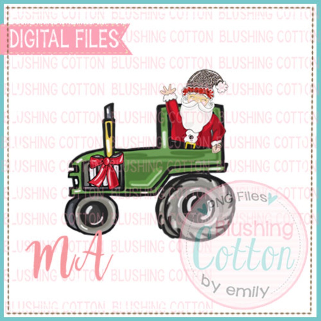 Santa Driving Tractor Design PNG Artwork Digital File for Printing and ...