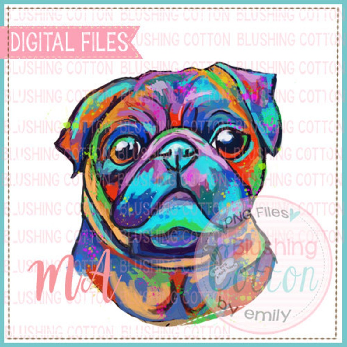 Pug Watercolor Design PNG Artwork Digital File for printing | Etsy