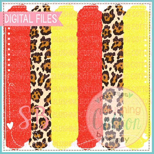 Red and Yellow Glitter With Leopard Print Brush Stroke | Etsy