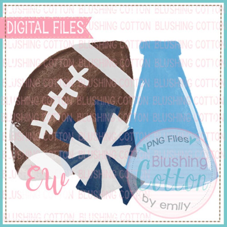 Football Megaphone Pompom Light Blue Navy White Design - Etsy