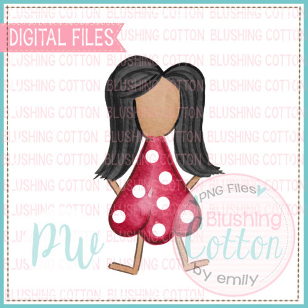 Stick Figure Medium Skin Tone Girl Watercolor PNG Artwork Digital File ...
