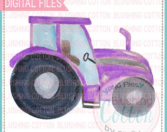 Purple Farm Tractor PNG Watercolor Artwork Digital File for - Etsy
