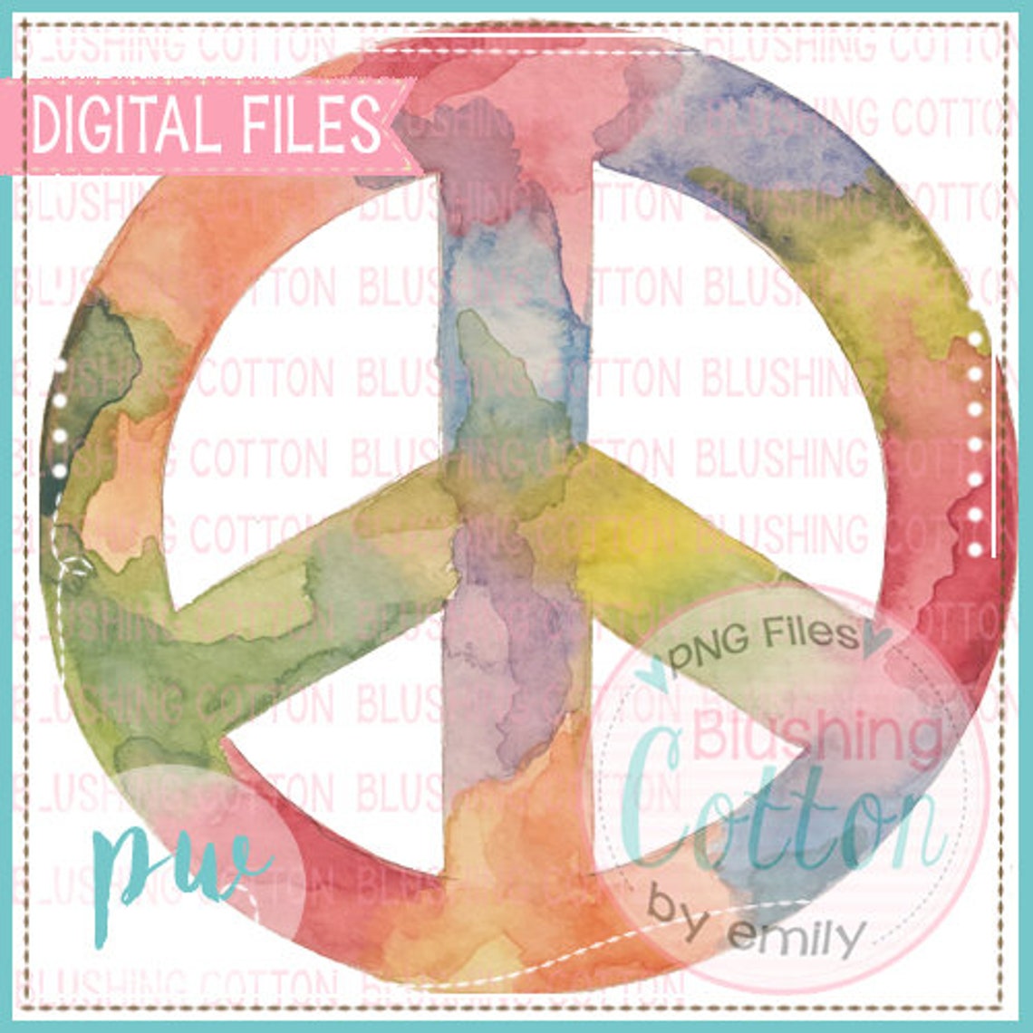 Multi Color Peace Sign PNG Watercolor Artwork Digital File | Etsy