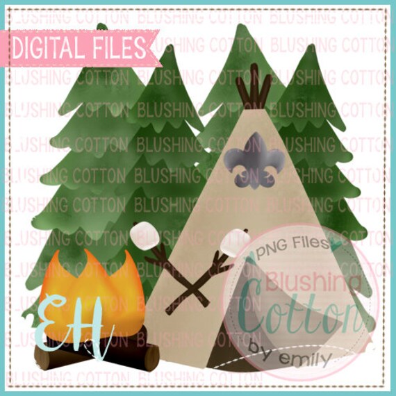 Camp Out in the Woods Watercolor Design PNG Artwork Digital | Etsy