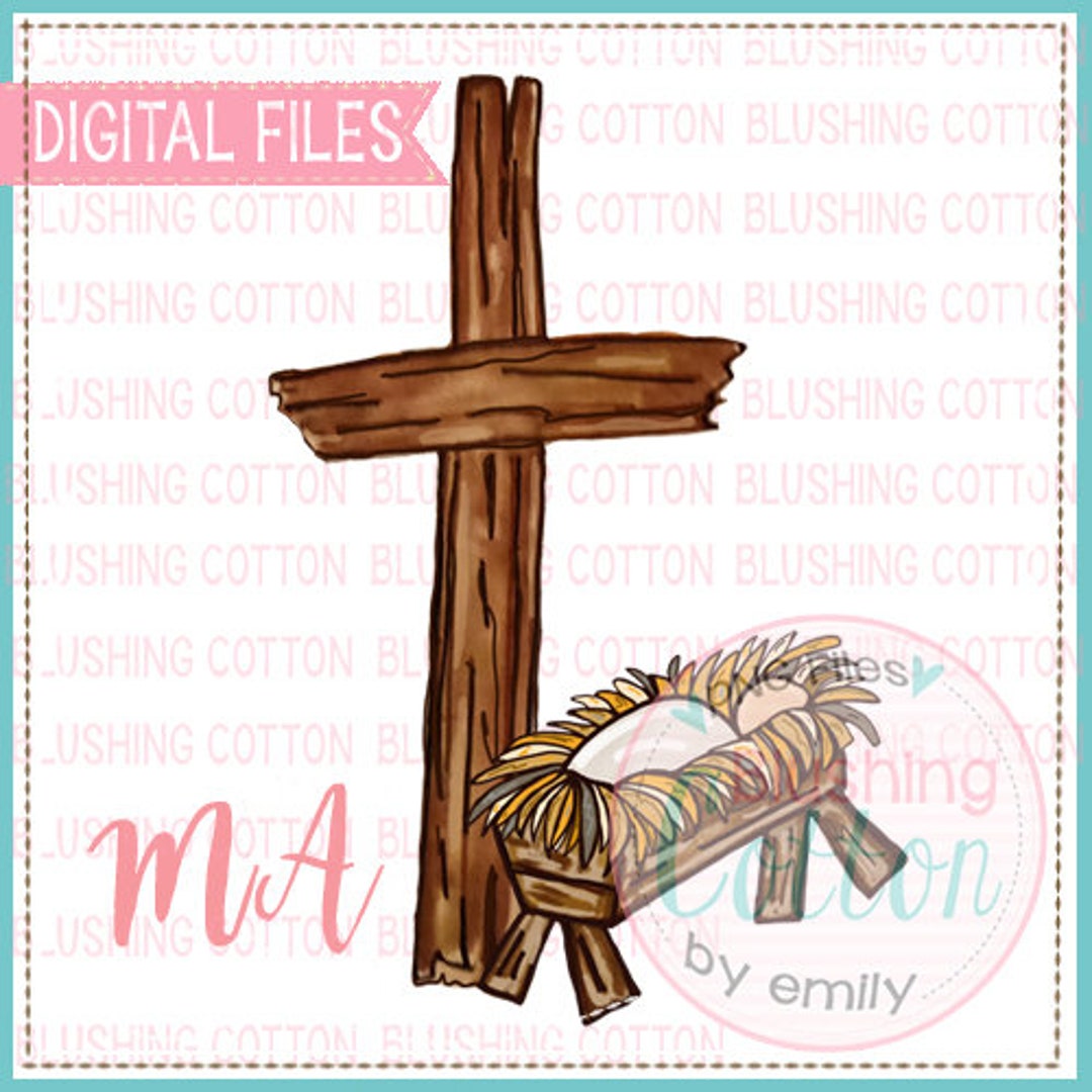 Cross With Baby Jesus in Manger Design PNG Artwork Digital File - for ...