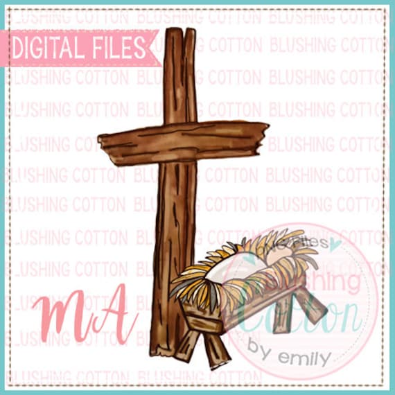 Cross With Baby Jesus in Manger Design PNG Artwork Digital | Etsy