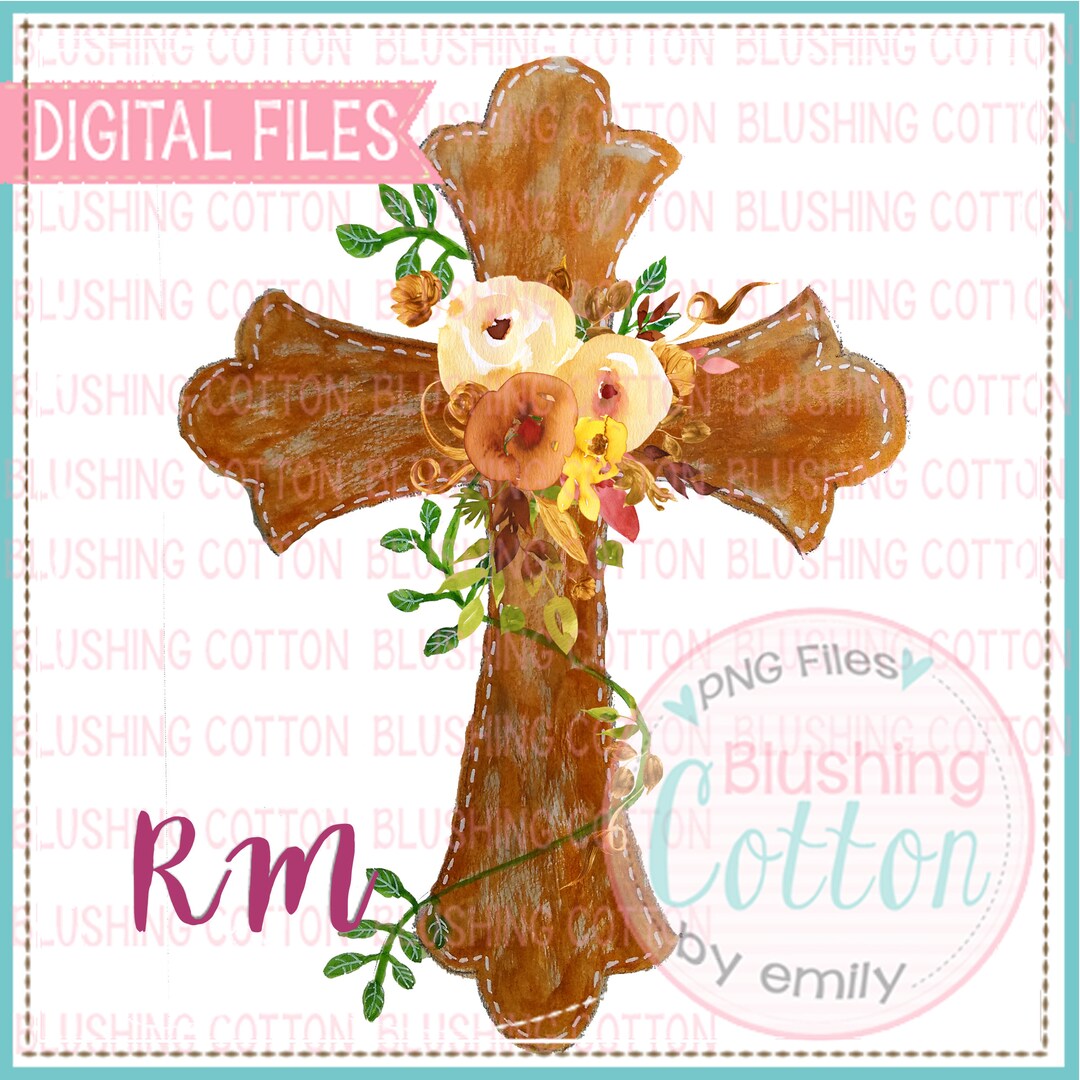 Cross With Flowers Watercolor Design PNG Watercolor Artwork Digital ...