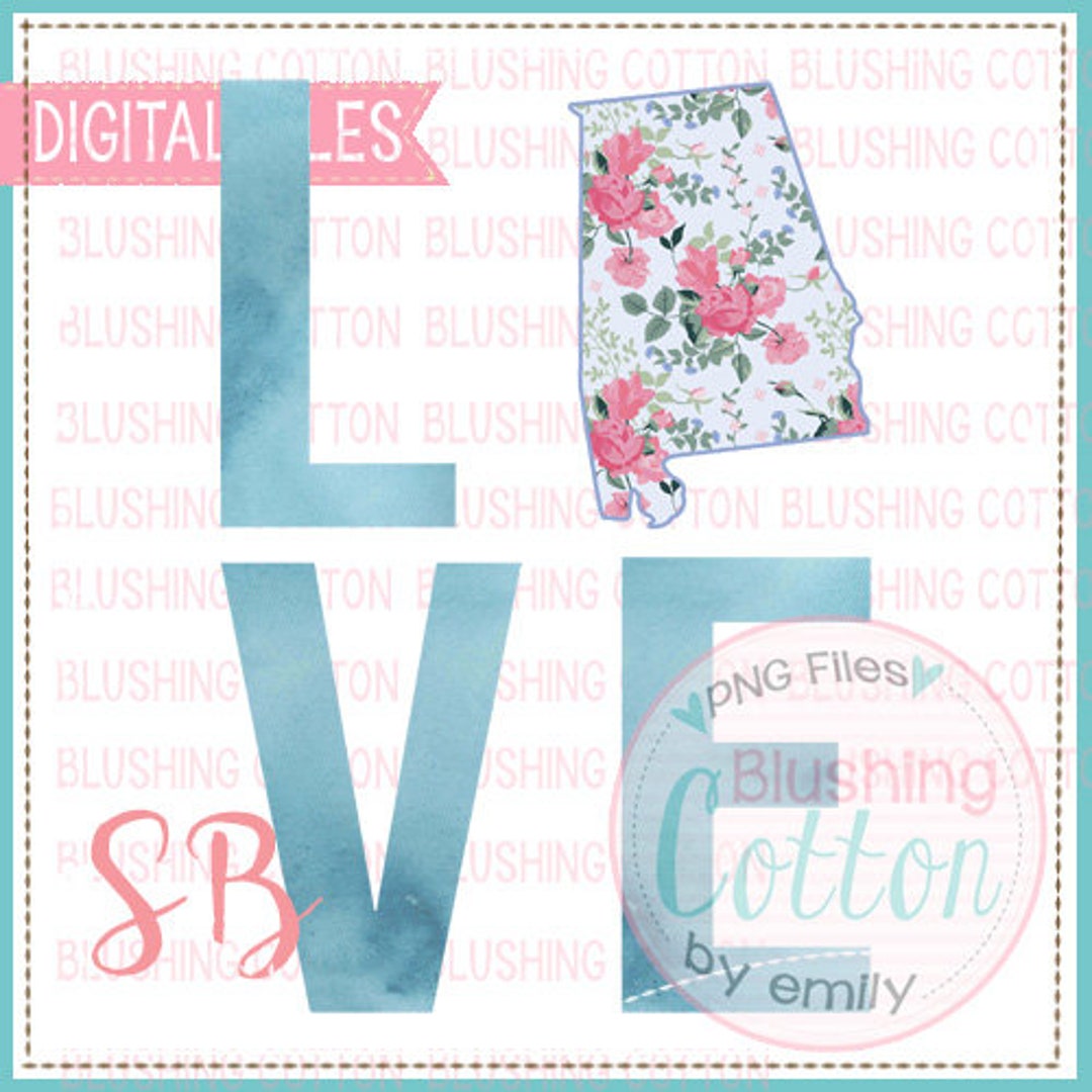 Love Alabama 2 Watercolor Design PNG Artwork Digital File for Printing ...