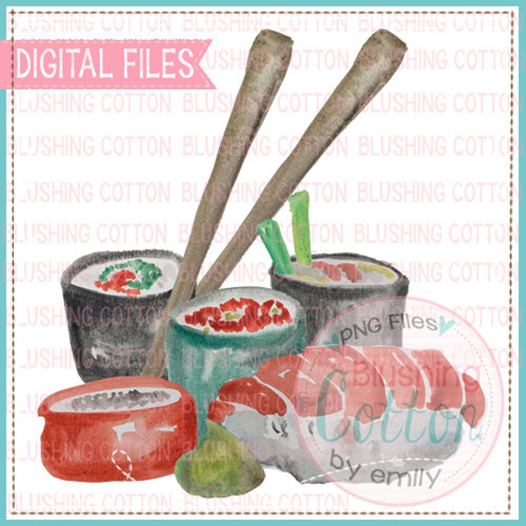 Sushi 1 Watercolor Design PNG Artwork Digital File - for Printing and ...