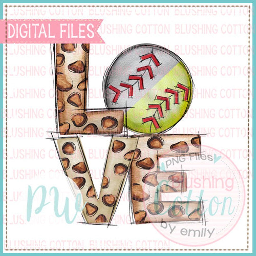 Love Leopard With Softball and Baseball for Add on Bows Design PNG ...