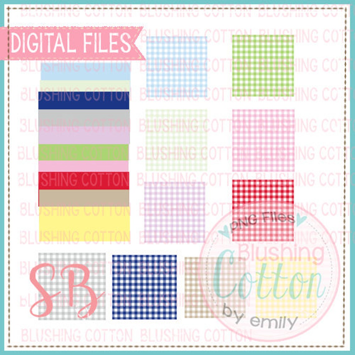 Gingham Check Square With Name Plate Mix and Match Build - Etsy