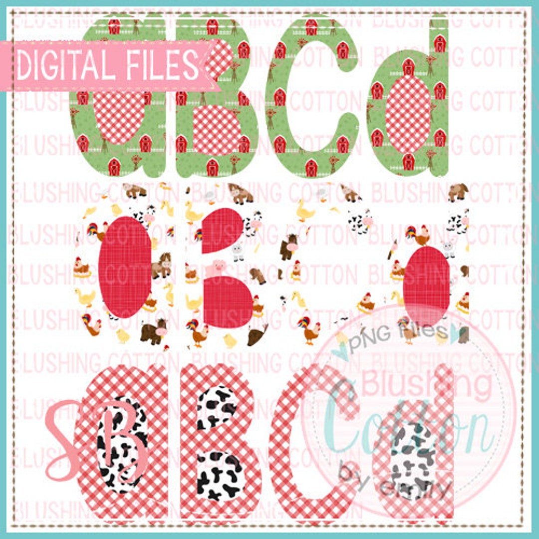 Barnyard Red Alpha Set Design Watercolor PNG Artwork Digital File for ...