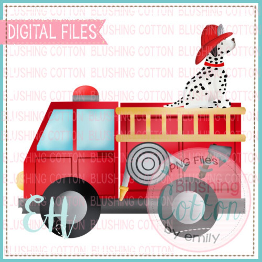 Firetruck With Dalmatian Design PNG Artwork Digital File - for Printing ...
