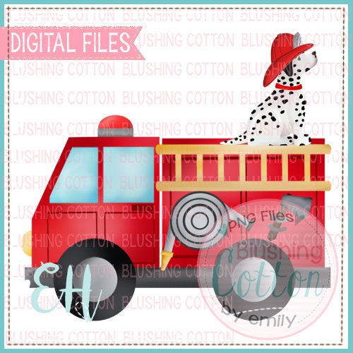 Firetruck With Dalmatian Design PNG Artwork Digital File for - Etsy