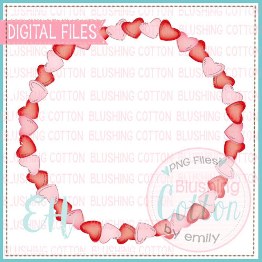 Heart Circle Monogram Frame Watercolor PNG Artwork Digital - Etsy