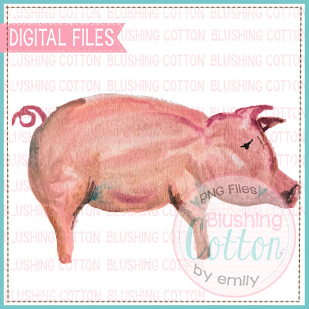 Rusty Pig Barnyard Farm Animal PNG Watercolor Artwork Digital File ...