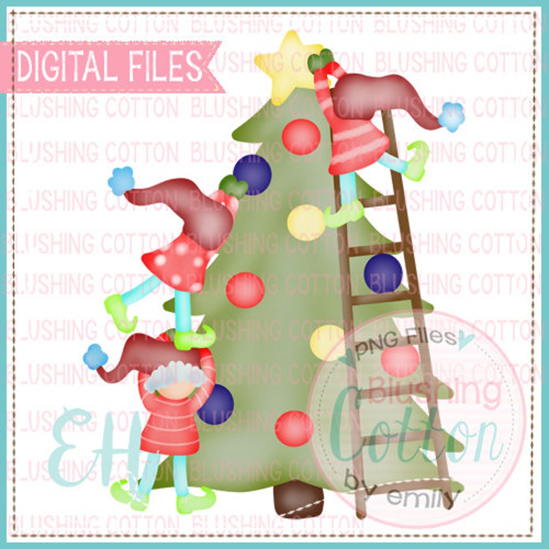 Elves Decorating Tree Design PNG Artwork Digital File for - Etsy