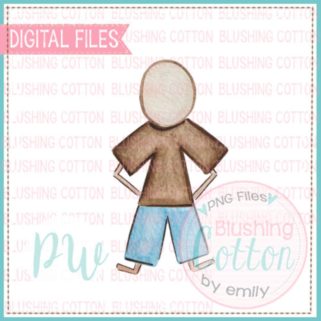 Stick Figure Adult Boy 2 With Bald Head Design Watercolor PNG Artwork ...