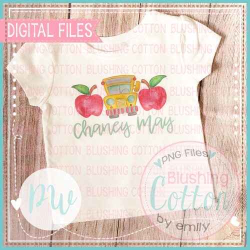 Apple Bus Trio Back 2 School Watercolor PNG Artwork Digital | Etsy