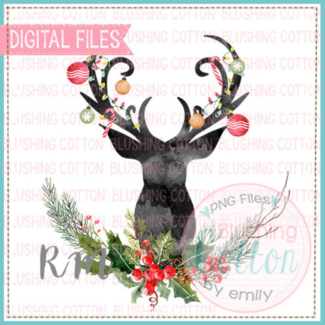 Christmas Deer Design Watercolor PNG Artwork Digital File BCRM - Etsy