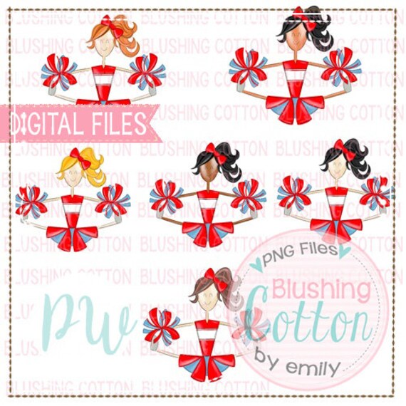 Cheerleader Bundle With Red and Light Blue Uniform Designs | Etsy