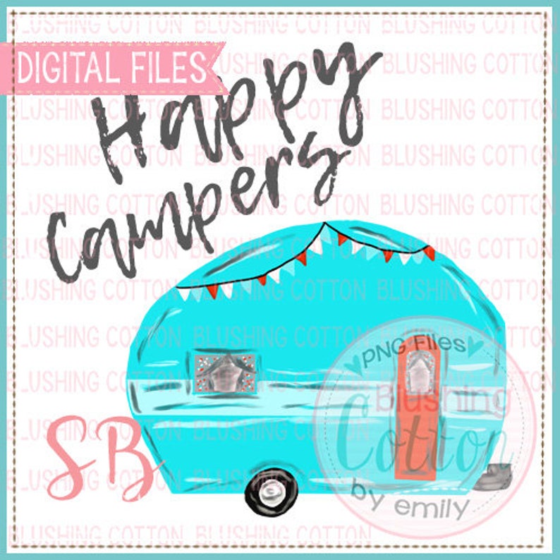 Happy Campers Vintage Camper Design PNG Artwork Digital File - Etsy