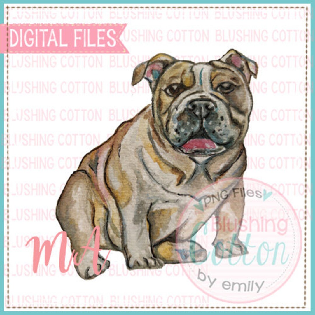 Bulldog Handpainted Design PNG Artwork Digital File for Printing and ...