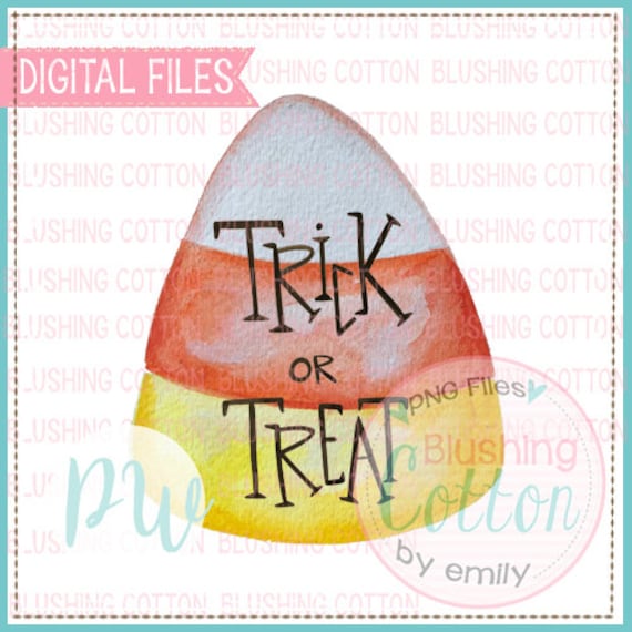 Candy Corn Trick or Treat Design Watercolor PNG Artwork | Etsy