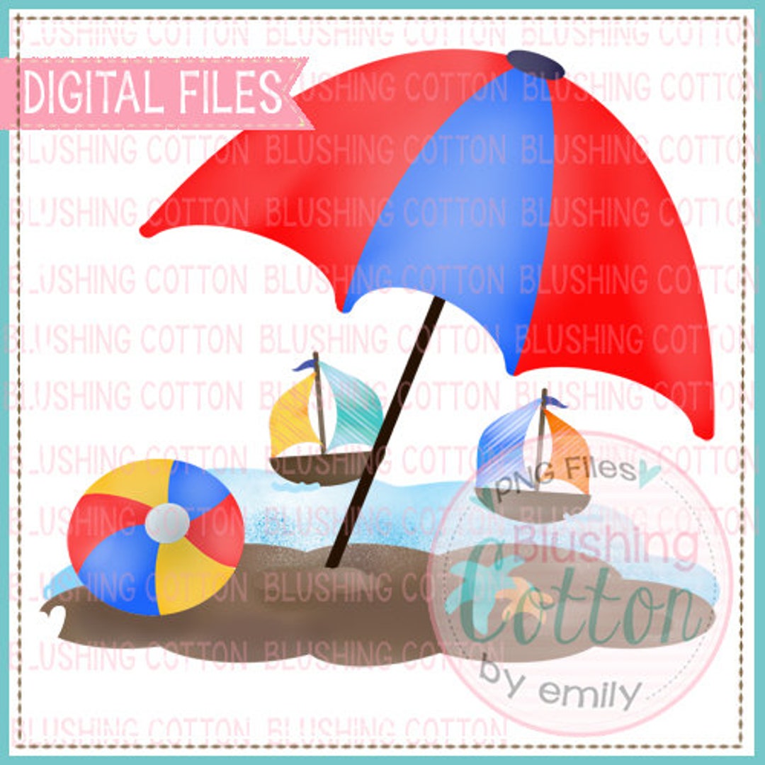 Beachy Scene Design - Watercolor Design PNG Artwork Digital File - for ...