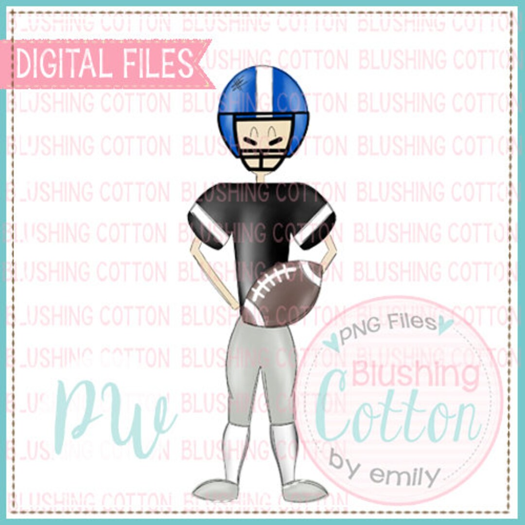 Football Player Black and Blue Uniform Design PNG Watercolor Artwork ...