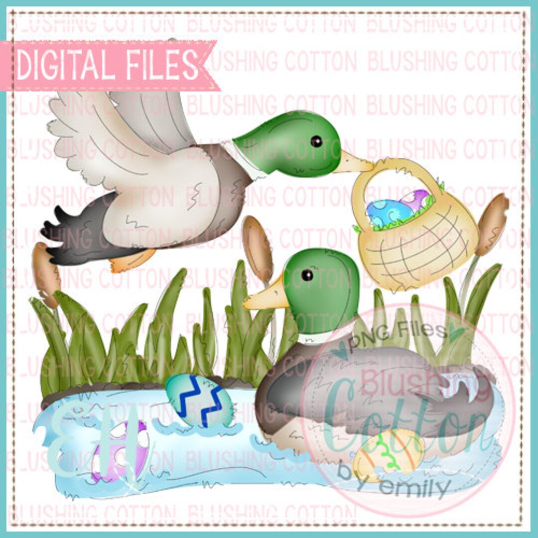 Easter Mallard Ducks Watercolor PNG Artwork Digital File - for Printing ...