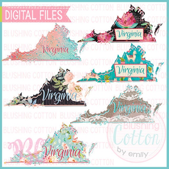 Floral State Bundle Virginia PNG Artwork Digital File for - Etsy
