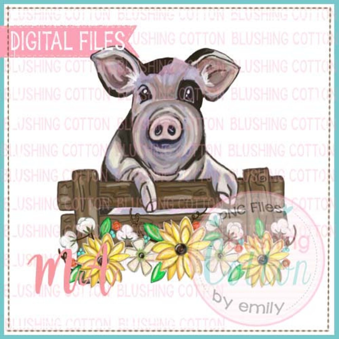Pig Black Spots With Sunflower Swag Watercolor Design PNG Artwork ...