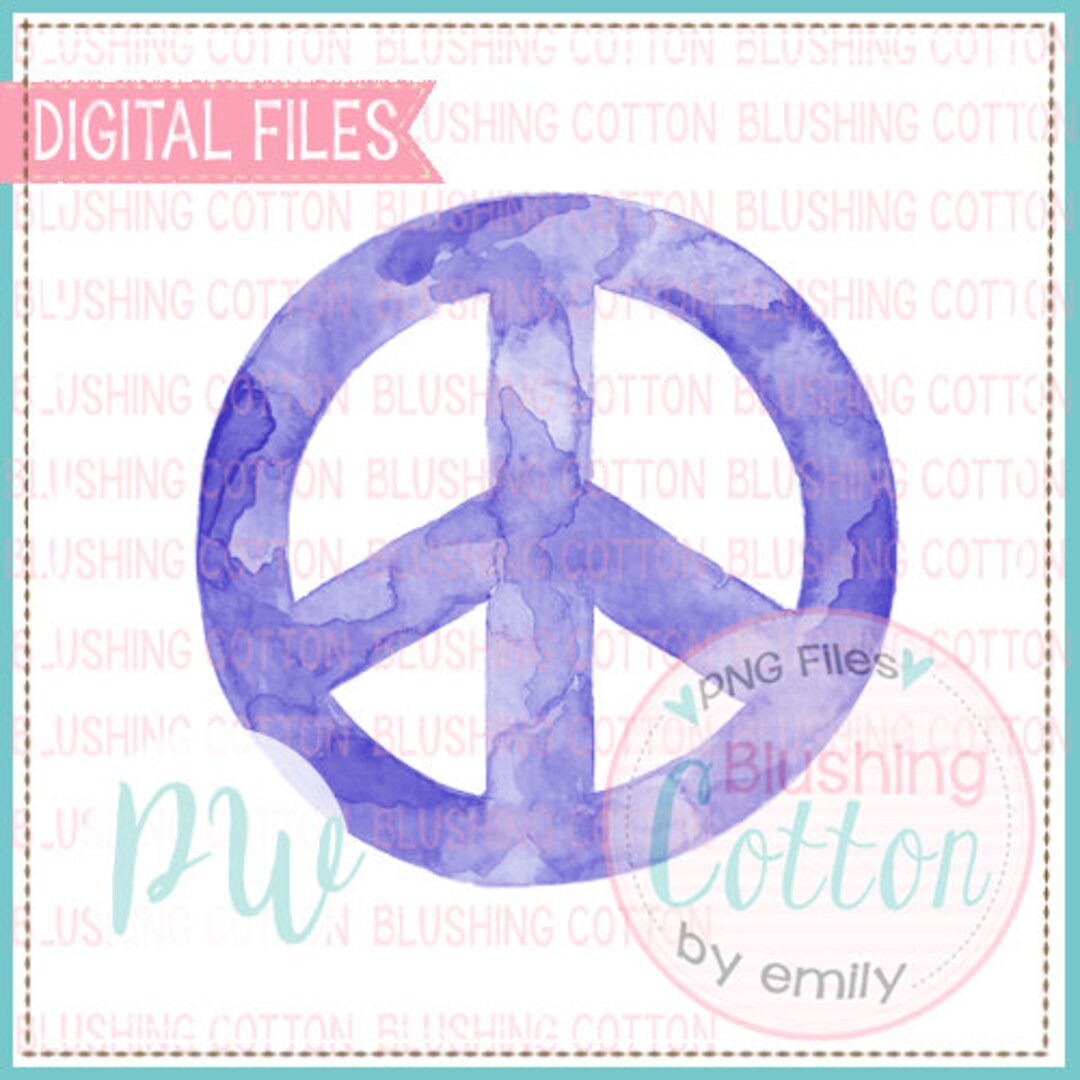 Peace Sign Blue PNG Watercolor Artwork Digital File - for Printing and ...