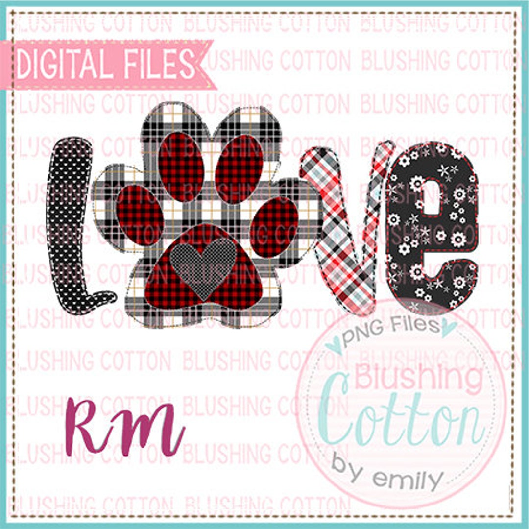 Patchwork Word Love Paw Print PNG Artwork Digital File - for Printing ...
