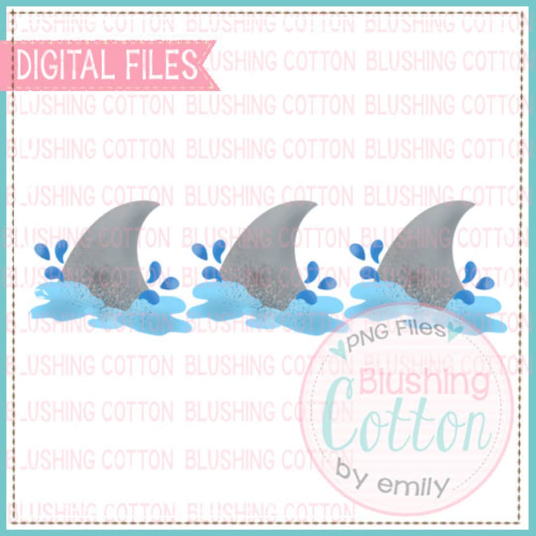Shark Fin Splash Tail Trio Watercolor Design PNG Artwork Digital File ...