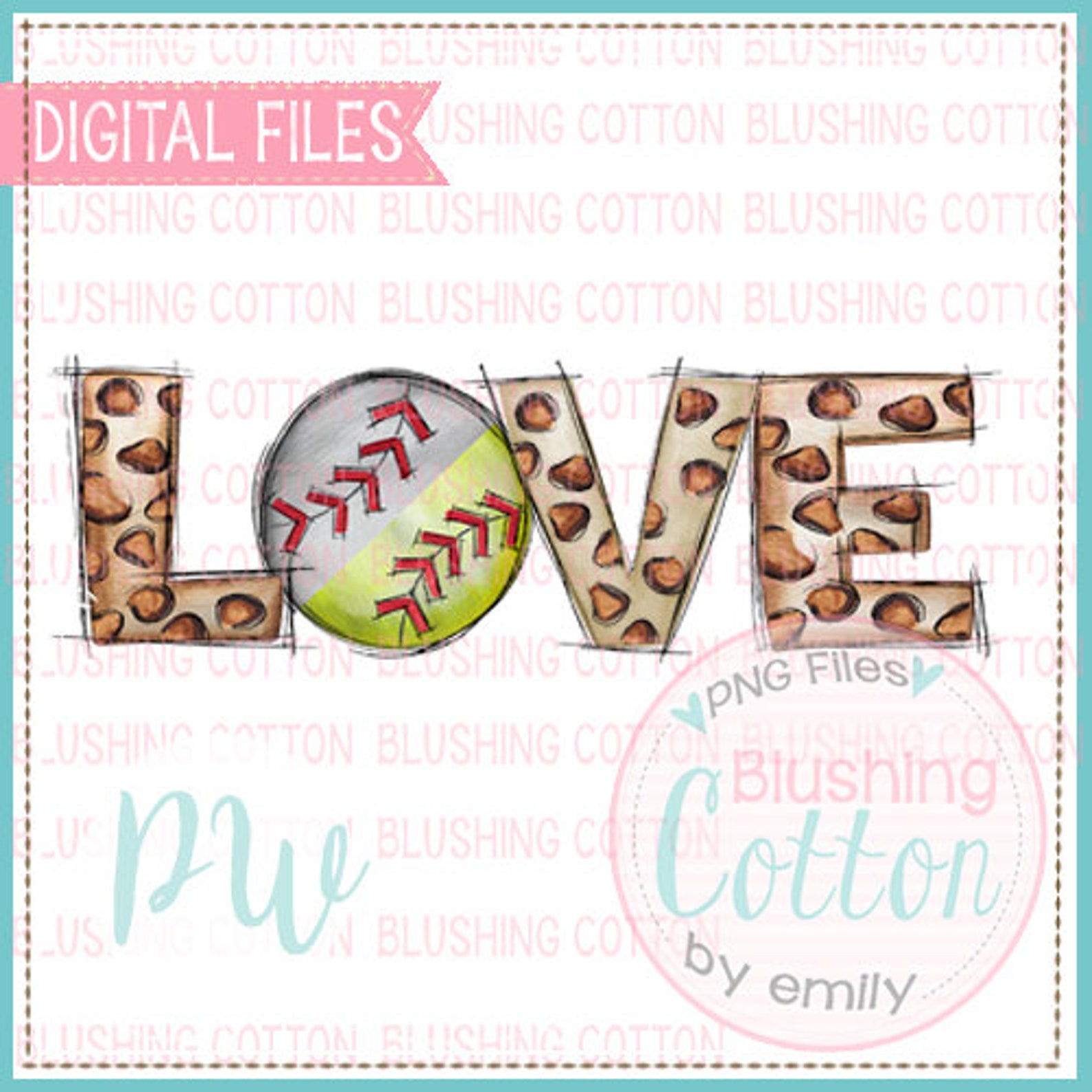 Love Leopard With Baseball and Softball Design PNG Watercolor | Etsy